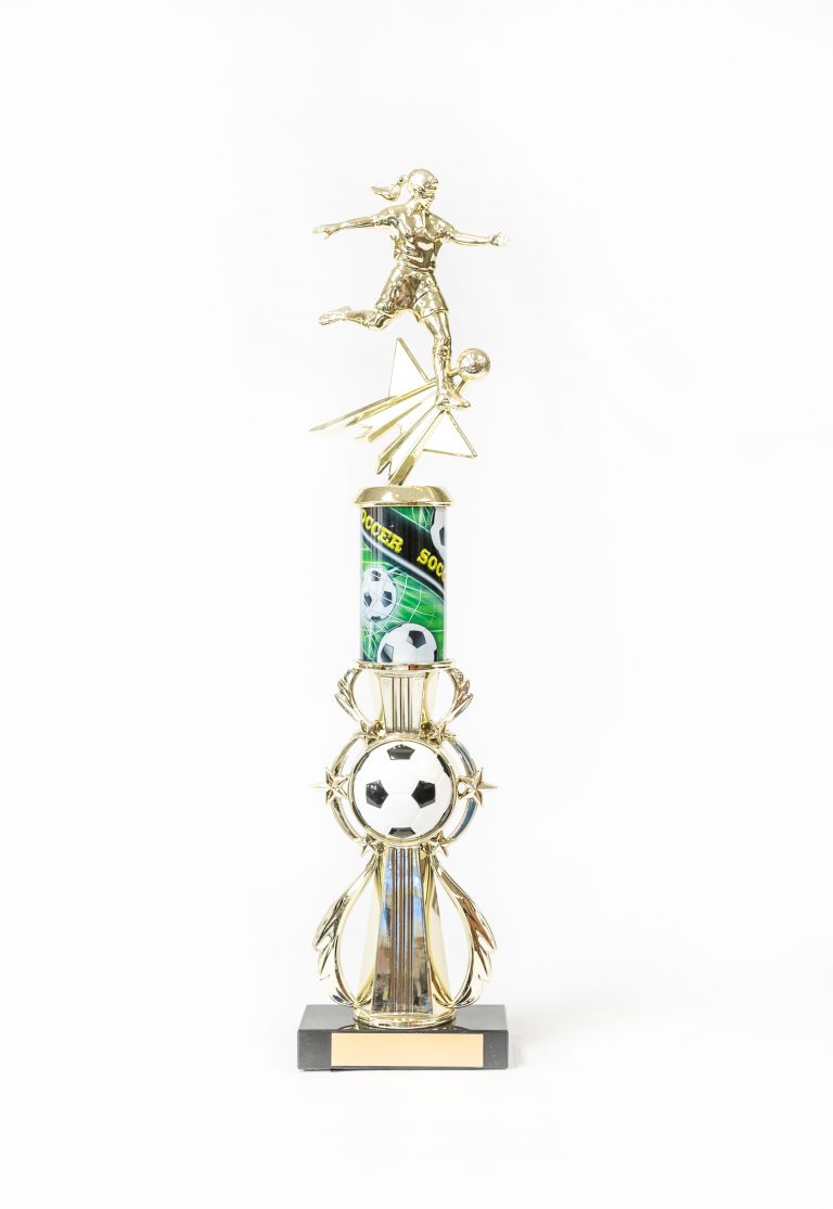 Sports Ball Riser with Figure and Round Column Trophy - United Trophy