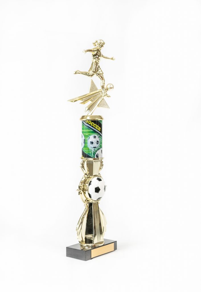 Sports Ball Riser with Figure and Round Column Trophy - United Trophy