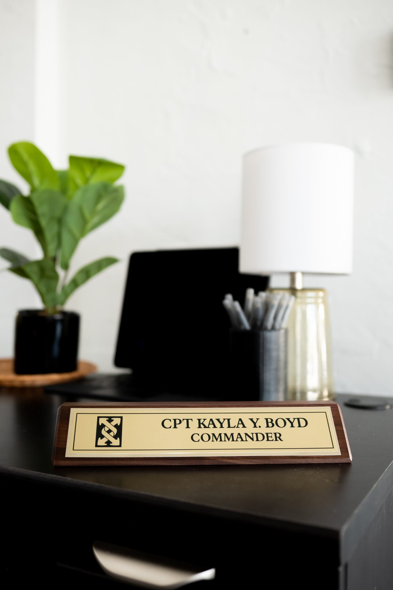 Walnut Desk Wedge with Sublimated Plate - United Trophy