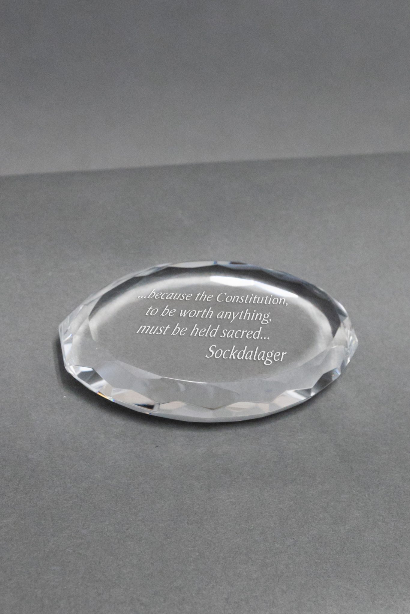 Multifaceted Crystal Oval Paperweight - United Trophy