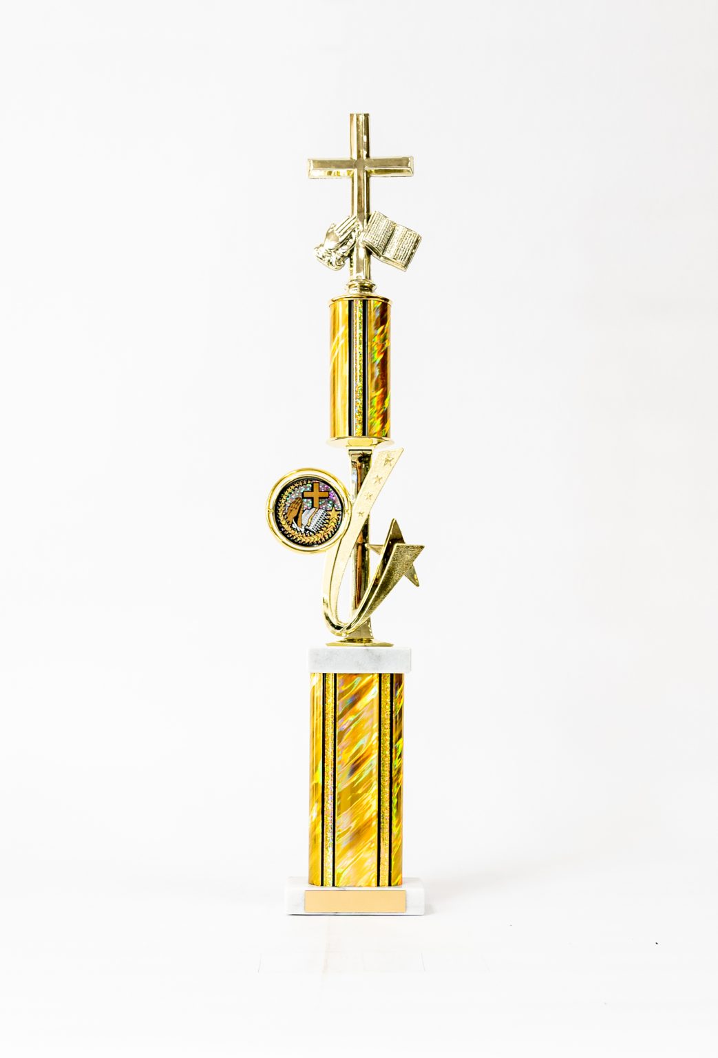 Shooting Star Spinning Riser Round and Wide Column Trophy - United Trophy