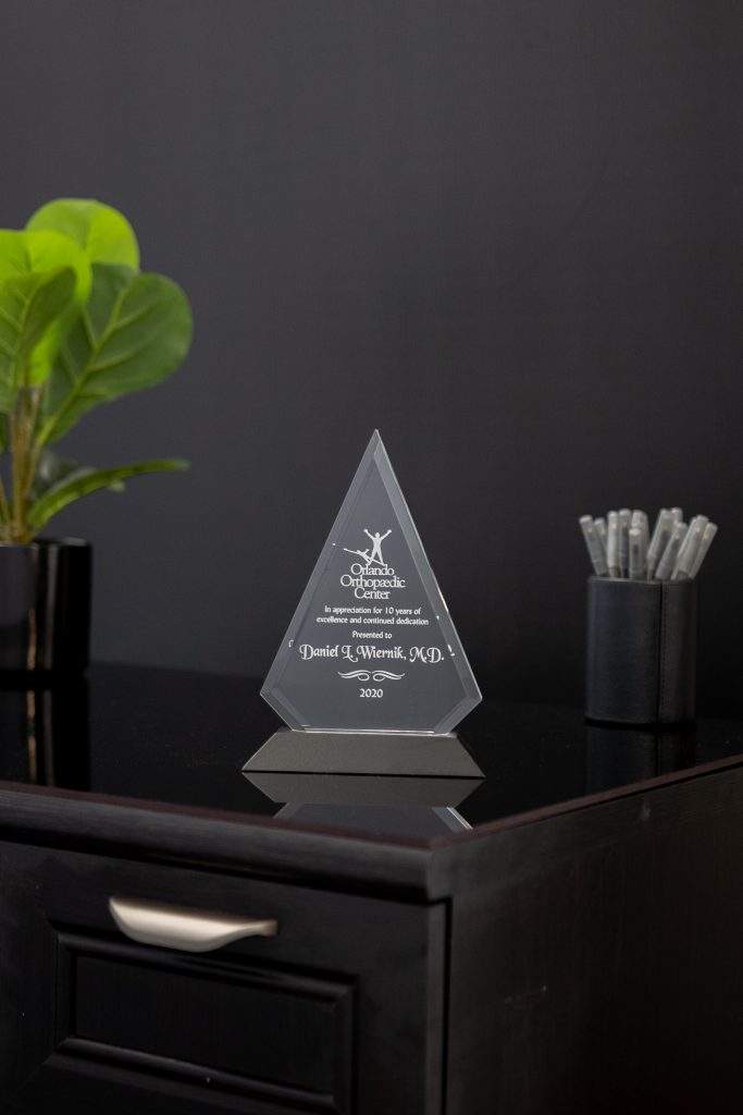 Acrylic Triangle on Black Base - United Trophy