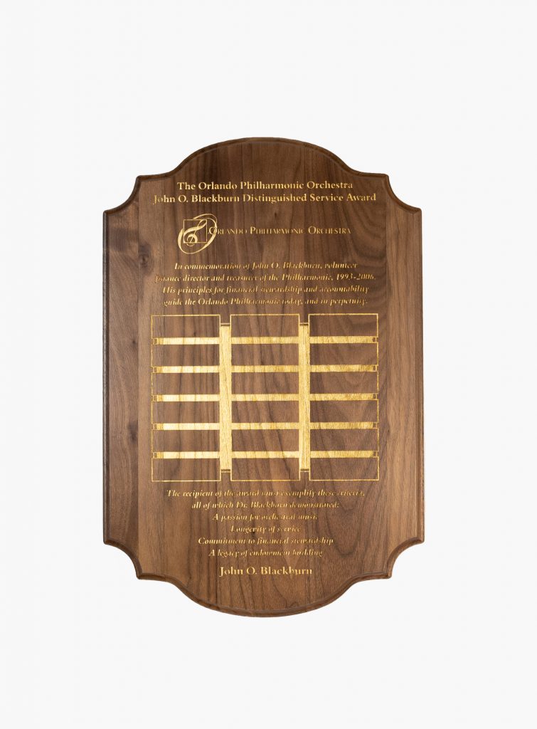 Walnut Scalloped Plaque with Laser Engraving Engraving - United Trophy