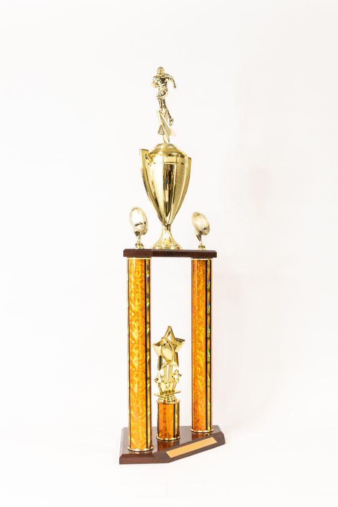 3 Post Trophy with Wood Slant Base - United Trophy