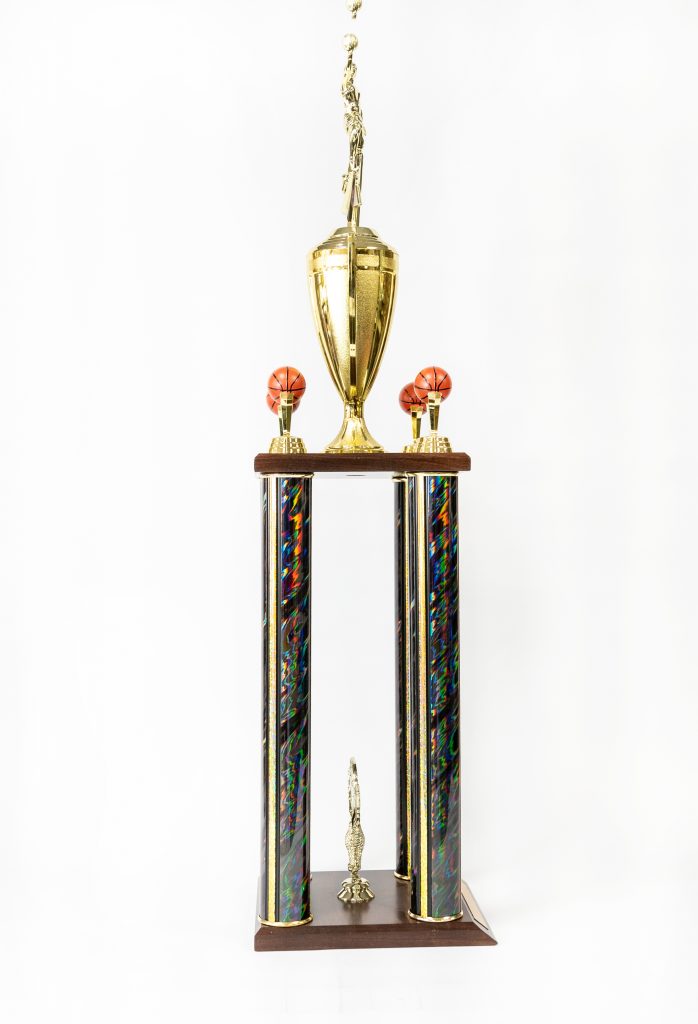 4 Post Trophy with Wood Slant Base - United Trophy