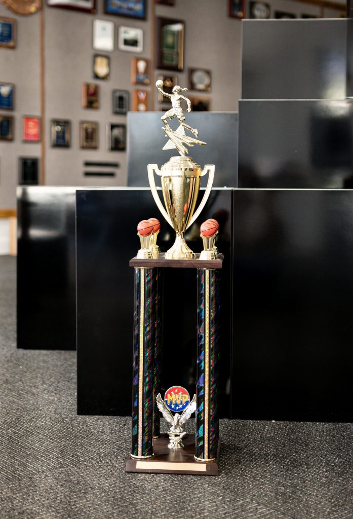 4 Post Trophy with Wood Slant Base - United Trophy