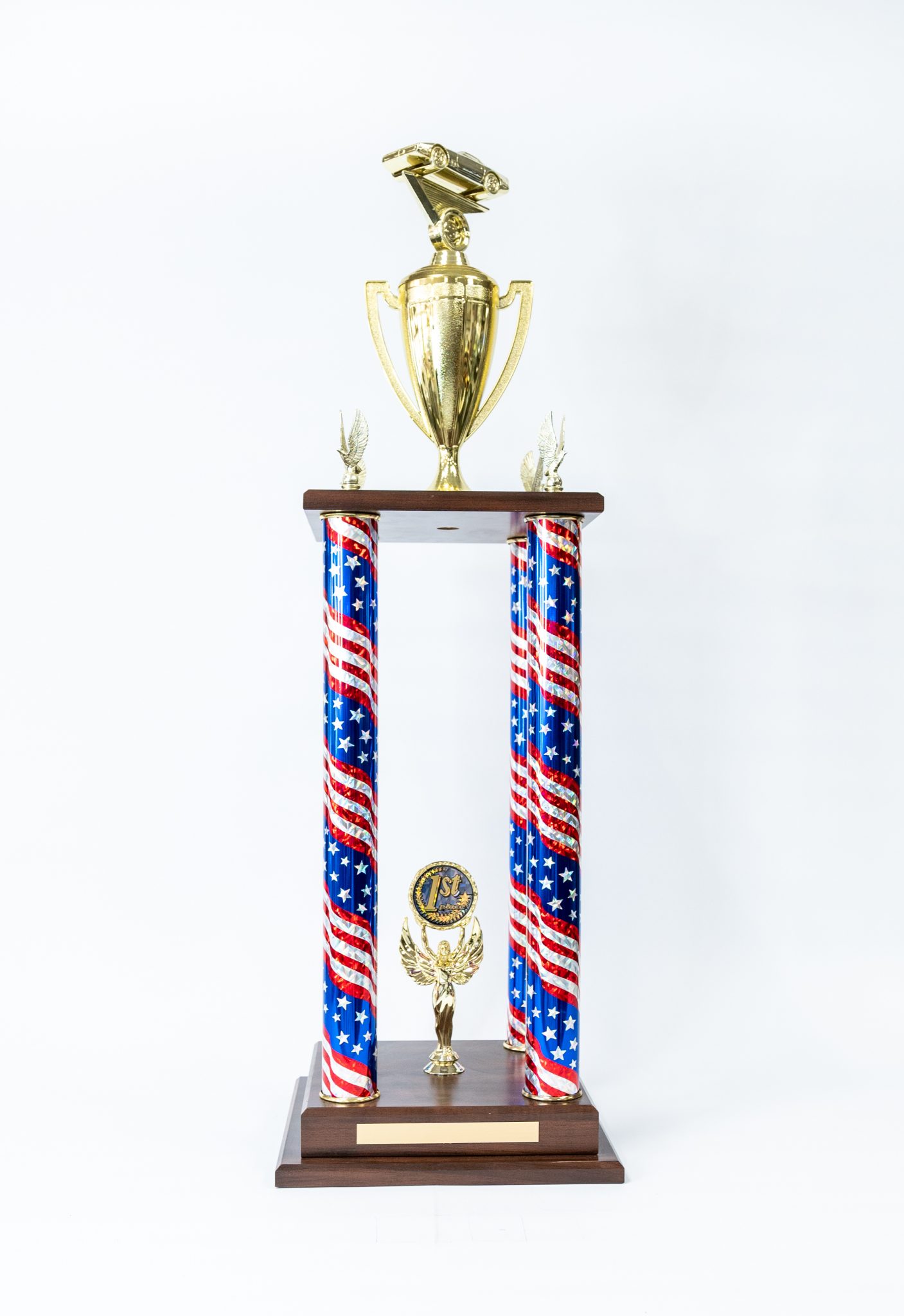 4 Post Trophy with Wood Base - United Trophy
