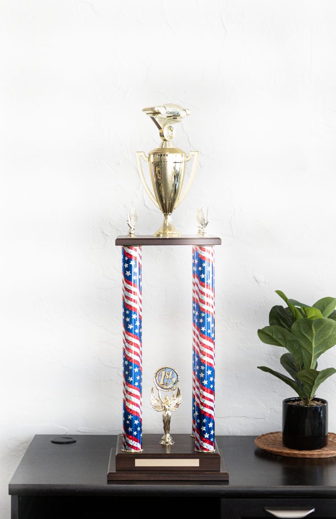 4 Post Trophy with Wood Base - United Trophy