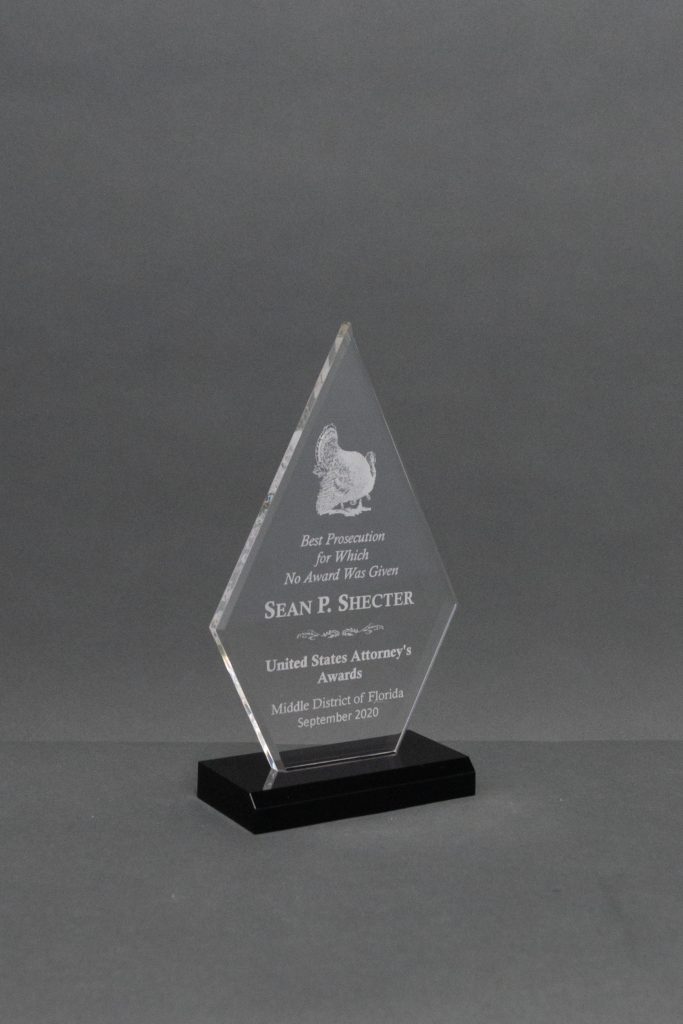 Acrylic Triangle on Black Base - United Trophy